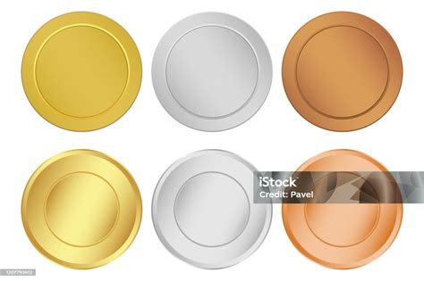 흰색 배경에 고립 된 메달 수상자 세트 금 은 청동 상 벡터 일러스트레이션 그룹 개체 그룹에 대한 스톡 벡터 아트 및 기타