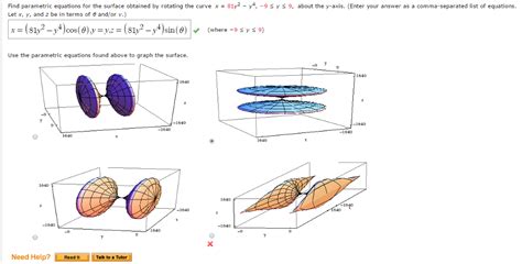 solved find parametric equations for the surface obtained by