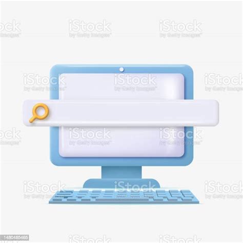 컴퓨터에서 웹 사이트에 대한 현실적인 3d 검색 창 템플릿입니다 벡터 3차원 형태에 대한 스톡 벡터 아트 및 기타 이미지 3