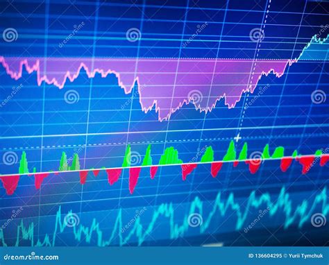 Analyzing Stock Market Data On A Monitor Financial Data On Blue Green Background Stock Image