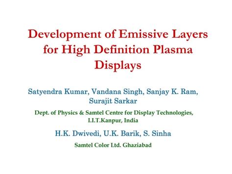 Development Of Emissive Layers For High Definition Plasma Displays Pdf Chemistry Science