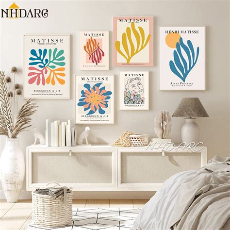 마티스 추상 나뭇잎 꽃 다채로운 포스터 캔버스 인쇄 그림 벽 그림 아트 거실 인테리어 홈 데코 Aliexpress