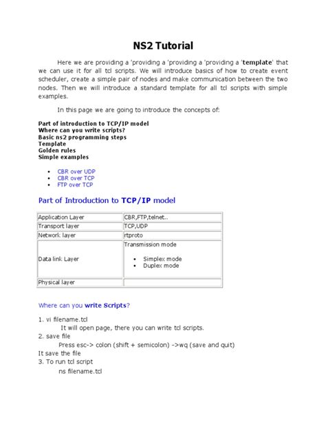 Ns2 Documentation Pdf Internet Protocol Suite Computer Network