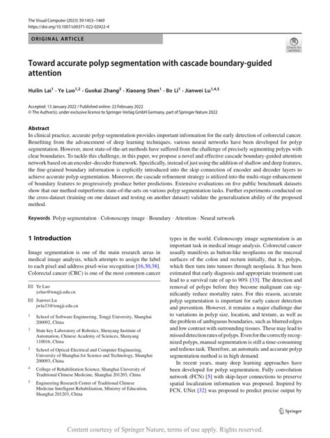Toward Accurate Polyp Segmentation With Cascade Boundary Guided Attention Request Pdf