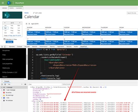 Calendar Recurring Events Not Expanding · Issue 605 · Pnppnpjs · Github