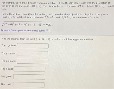 Solved For Example To Find The Distance From A Point Chegg