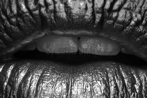 Cosmetics And Make Up Macro Close Up Gold Lips Lipstick And Gloss And