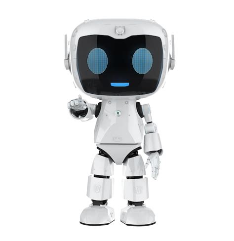 Premium Photo Cute And Small Artificial Intelligence Personal Assistant Robot Finger Point