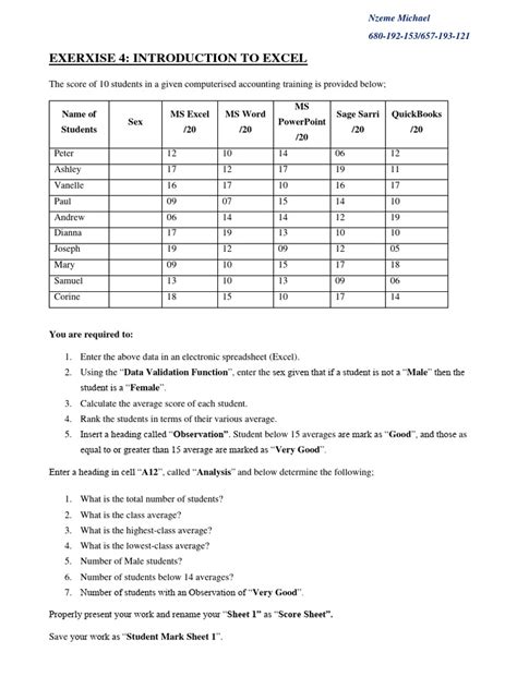 Exerxise 4 Introduction To Excel Pdf Microsoft Excel Computing