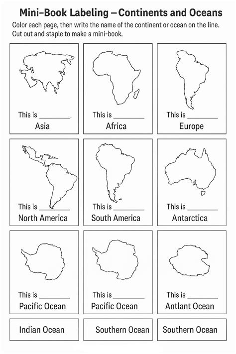 Continents And Oceans Labeling Worksheets Free Image And Pdf Printables