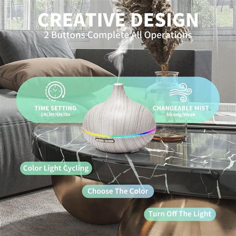 550ml Wood Grain Aromatherapy Diffuser Large Room With Remote Ultrasonic Essential Oil