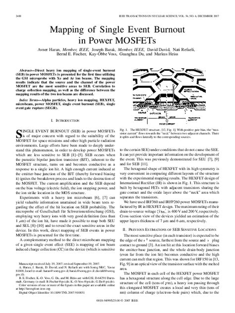 Pdf Mapping Of Single Event Burnout In Power Mosfets