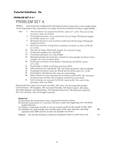 Week 4 Tutorial Questions And Solutions Pdf Expense Revenue