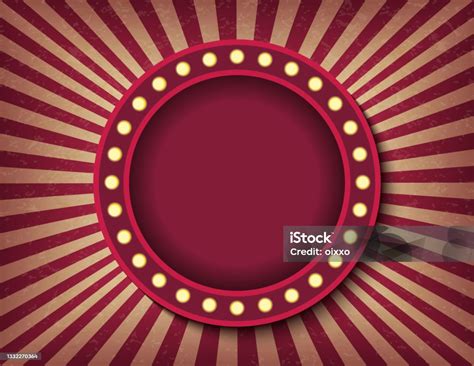 밝게 빛나는 원형 복고풍 영화 네온 사인 서커스 스타일 은 수평 배너 템플릿을 보여줍니다 배경 벡터 포스터 이미지 포스터에 대한 스톡 벡터 아트 및 기타 이미지 Istock