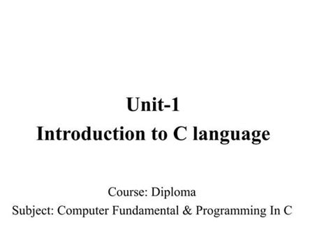 introduction to c programming ppt