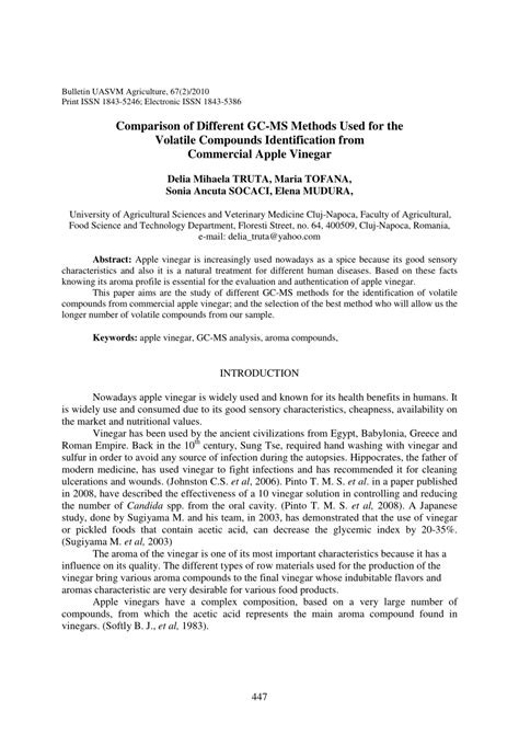 Pdf Comparison Of Different Gc Ms Methods Used For The Volatile
