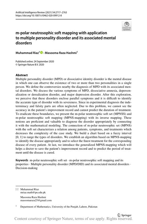 M Polar Neutrosophic Soft Mapping With Application To Multiple Personality Disorder And Its