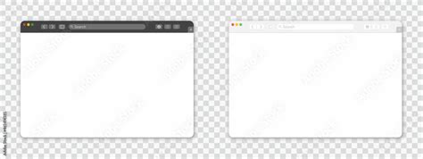 Empty Browser Window On Transparent Background Empty Web Page Mockup With Toolbar Vector