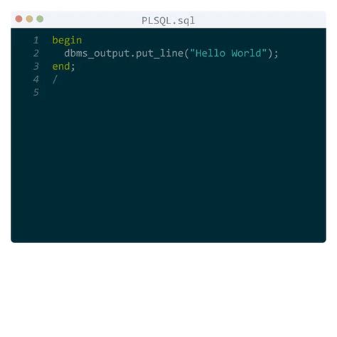 Lenguaje Plsql Hello World Muestra Del Programa En La Ventana Del