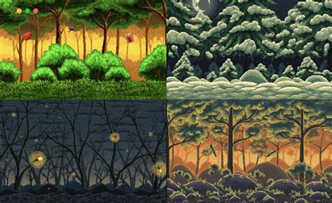像素化森林 2d游戏背景 Pixel Art Forest 2d Backgrounds Cgais