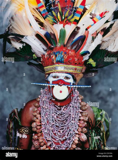 Woman In Traditional Bilas At Goroka Show Goroka Papua New Guinea