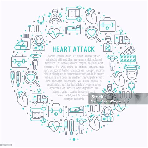 심장 마비 증상 및 치료의 얇은 선 아이콘 원에 개념 현대 벡터 일러스트 의료 보고서 또는 설문 조사 배너 웹 페이지 인쇄 매체에 대 한 개념에 대한 스톡 벡터 아트 및