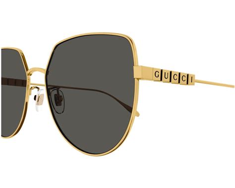 Gucci Lettering Logo Sunglasses Gg1435sa Frame Color Gold