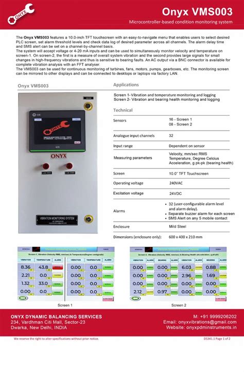 Digital Vibration Monitoring System Onyx Vms003 At ₹ 98000 Piece In New Delhi