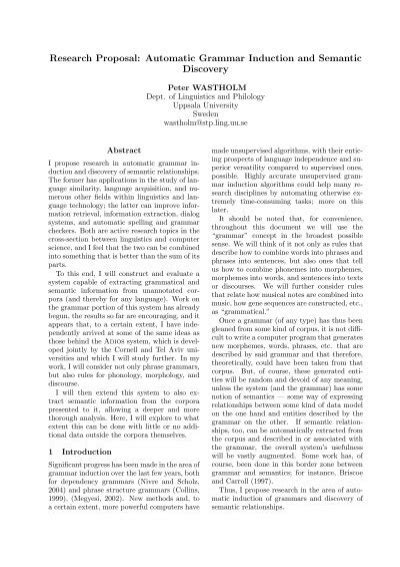 Automatic Grammar Induction And Semantic Discovery Stp