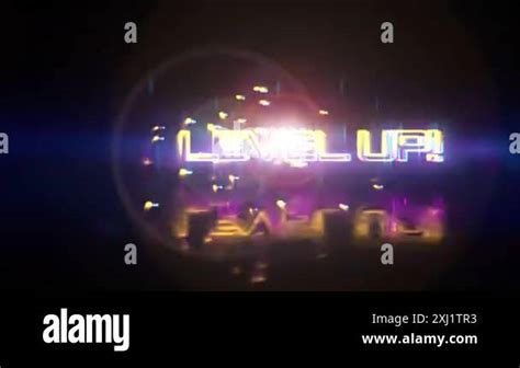 Level Up Gold Text Word Light Animation Glitch Text Effect Cinematic