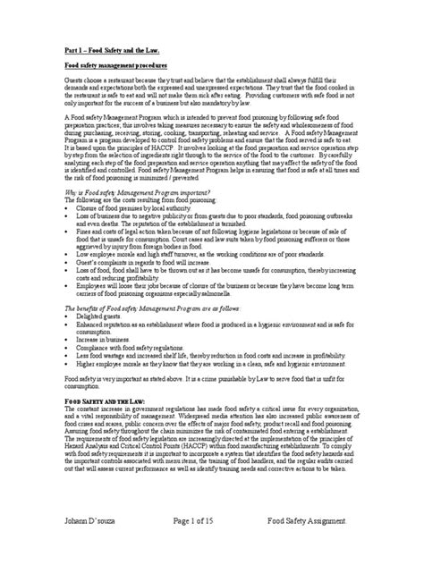 Food Safety Management Assignement Pdf Food Safety Verification And Validation
