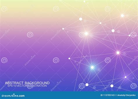 Abstract Polygonal Background With Connected Lines And Dots Minimalistic Geometric Pattern