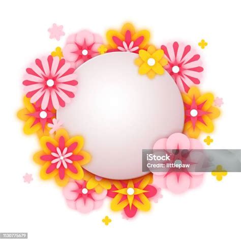 화려한 종이 꽃 장식 라운드 배너 봄 엽서 배경 벡터 일러스트 레이 션 0명에 대한 스톡 벡터 아트 및 기타 이미지 0명 3월 8 Istock