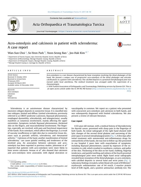 Pdf Acro Osteolysis And Calcinosis In Patient With Scleroderma A Case Report
