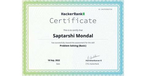 Problemsolving Hackerrank Certified Saptarshi Mondal
