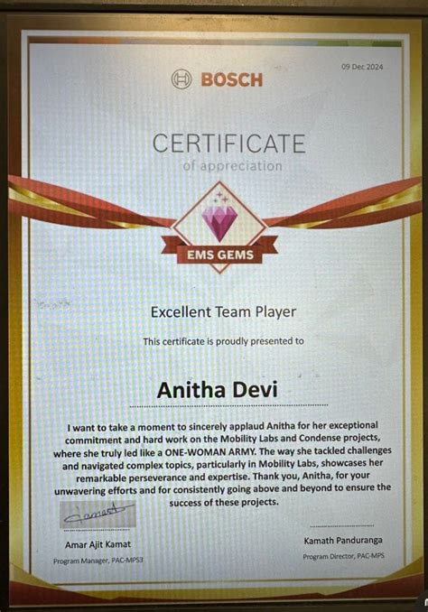 Anitha Devi On Linkedin Thrilled To Be Recognized As An Excellent Team Player 🏆