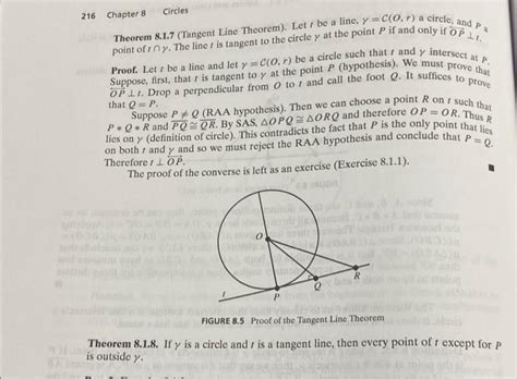 Solved 811 Complete The Proof Of The Tangent Line Theorem