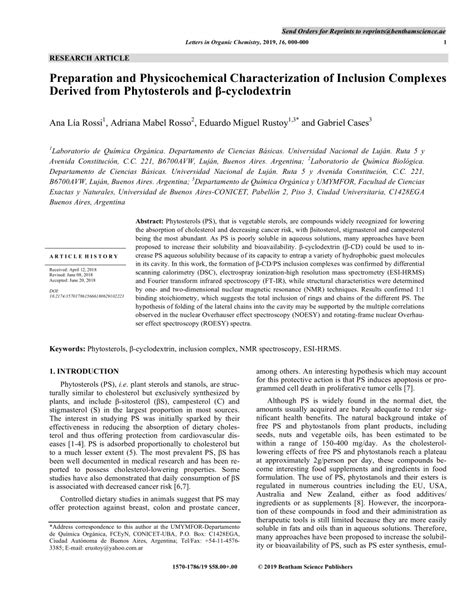 Pdf Preparation And Physicochemical Characterization Of Inclusion Complexes Derived From