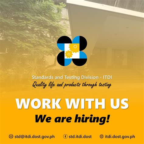 Work With Us The Standards And Testing Division Itdi