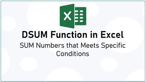 Dsum Function In Microsoft Excel Spreadsheet Tutorials