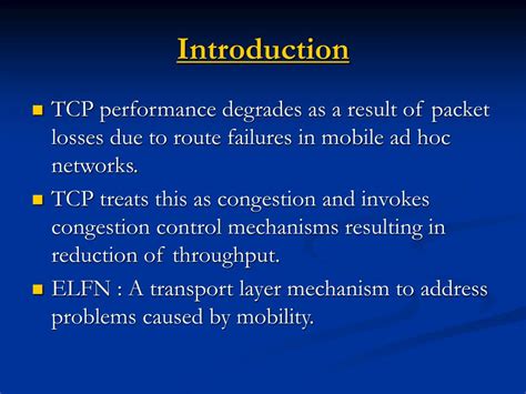 Ppt Improving Tcp Performance Over Mobile Ad Hoc Networks By