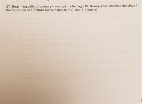 Solved Beginning With The Primary Transcript Containing Chegg Com
