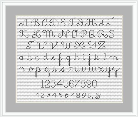 Backstitch Alphabet Cursive Cross Stitch Font Tiny Font Alphabet