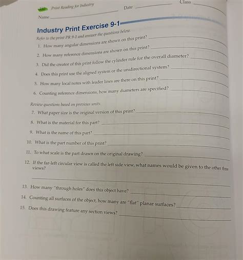 Solved Class Print Reading For Industry Date Name Industry Chegg