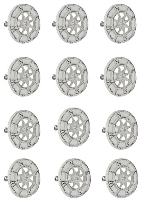 Set Of 12 Cast Iron Nautical Compass Rose Cabinet Hardware Knobs Drawer