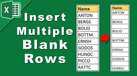 How To Insert Blank Row After Every Row In Excel Multiple Rows Youtube