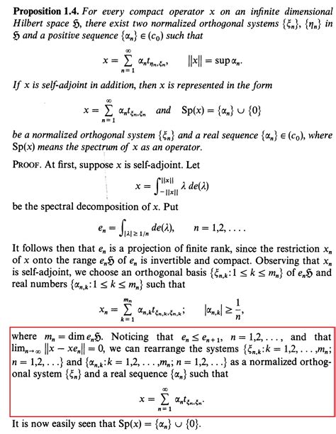 Functional Analysis Spectral Decomposition Of Compact Self Adjoint Operator Mathematics