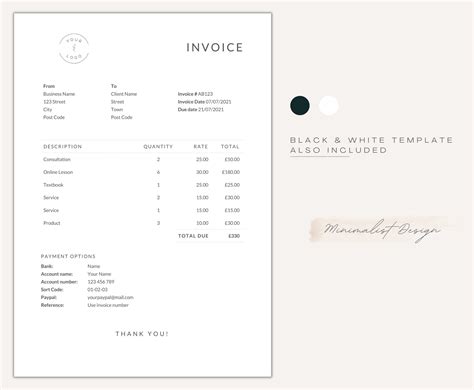 Invoice Template Word Logo Editable Billing Form Etsy Uk