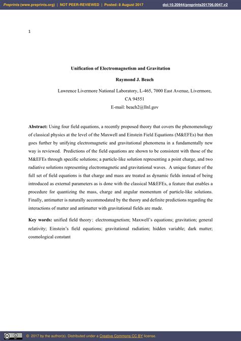 Pdf Unification Of Electromagnetism And Gravitation