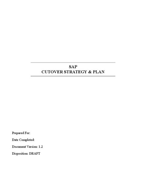 Cut Over Strategy Plan Pdf Business Process Project Management